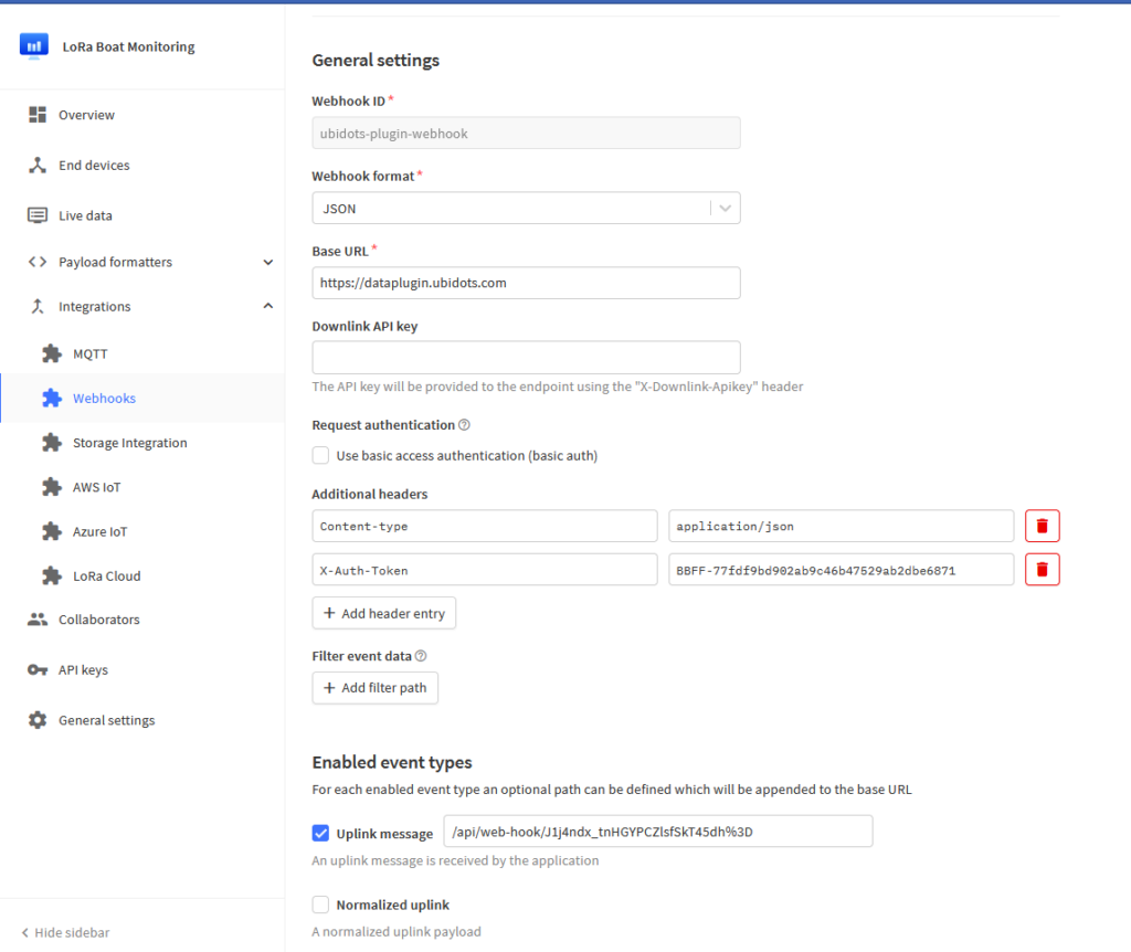 Datenintegration in Ubidots – open-boat-projects.org